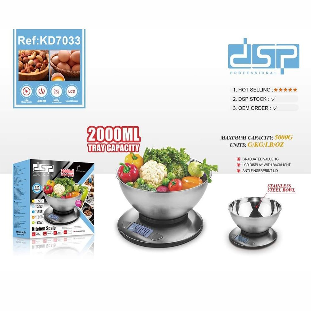 ترازو وزنه دیجیتال 5 کیلویی خانگی کاسه ای آشپزخانه KD7033 dsp ️ | نیهان کالا